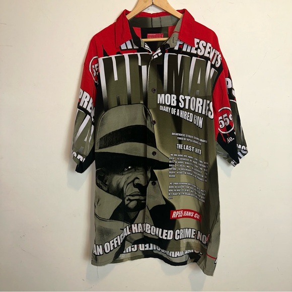 RP55 | Shirts | Vintage Rp55 Hitman Mens 2xl Short Sleeve Button Down ...